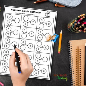 Number Bonds to 10 & 20 Worksheets for Kids L Part Part Whole Math ...