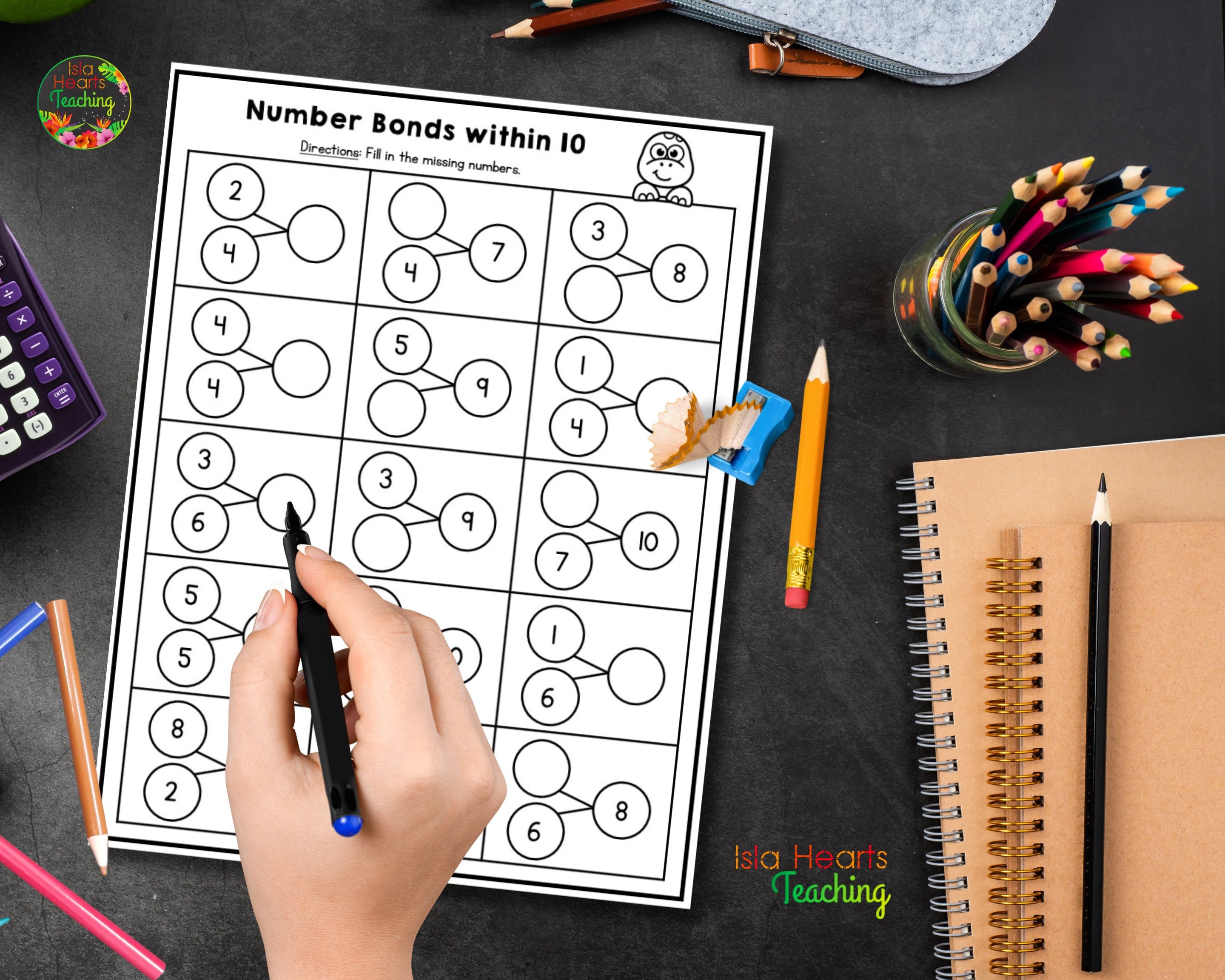 Number Bonds to 10 & 20 Worksheets for Kids L Part Part Whole Math ...