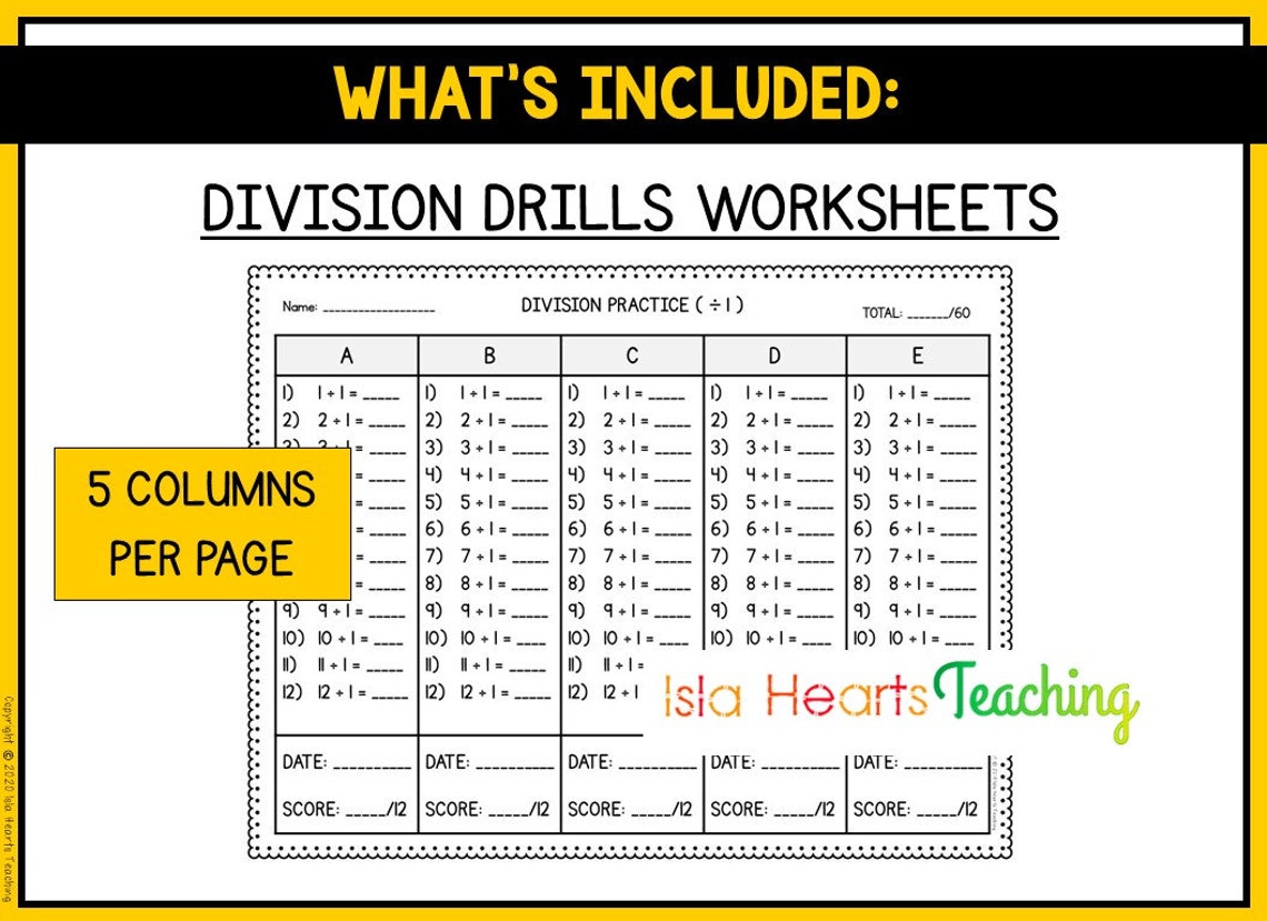 Division Fact Practice L Division Drills L Dividing for Kids L Dividing ...
