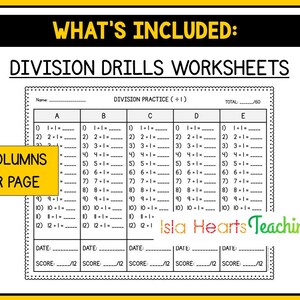 Division Fact Practice L Division Drills L Dividing for Kids L Dividing ...