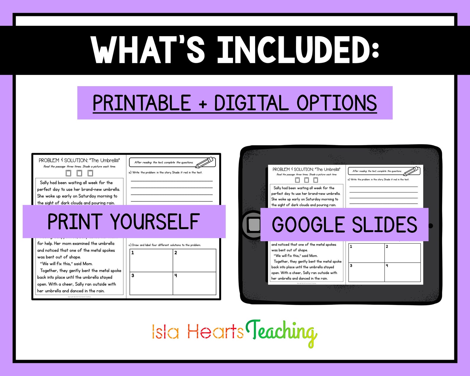 Problem and Solution Reading Comprehension Passages and Questions ...