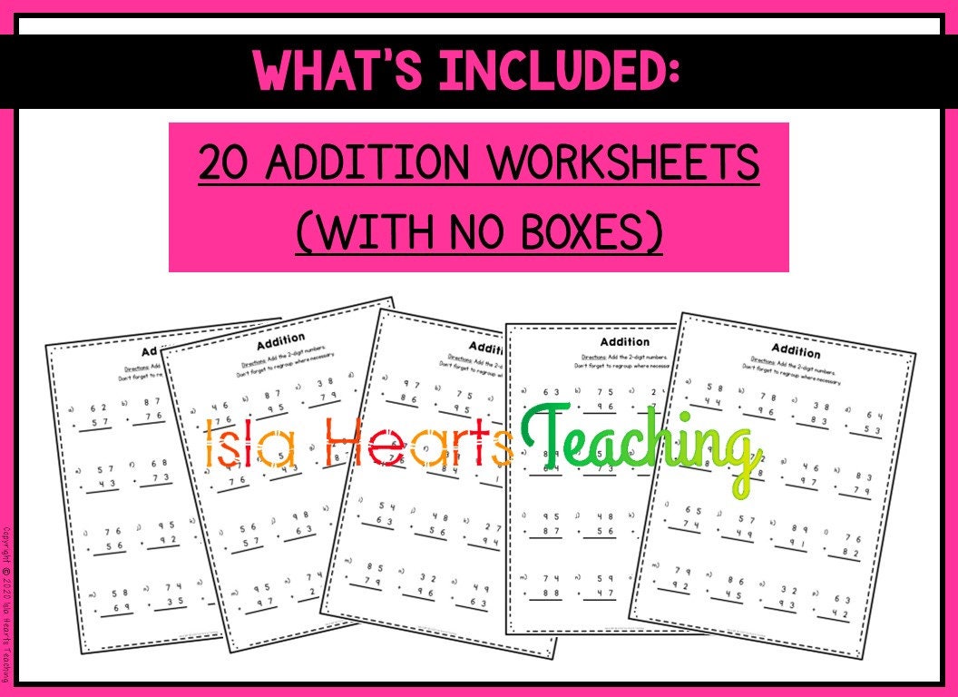 2-digit Addition Worksheets With Regrouping L Algorithm L Addition ...