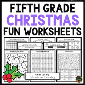 5th Grade Christmas Math Worksheets - Etsy