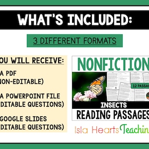 Nonfiction Reading Comprehension Passages and Questions About Insects ...