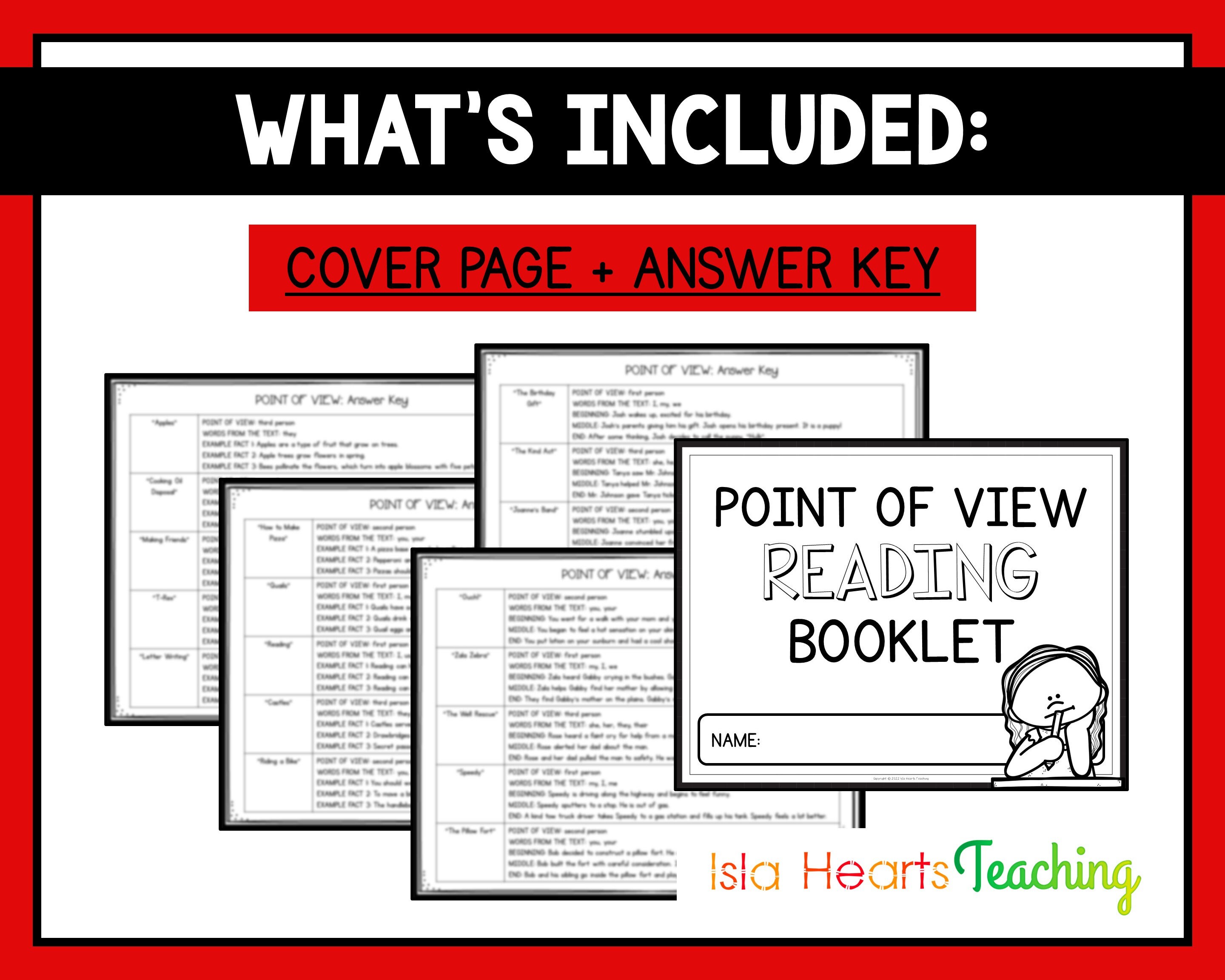 Point of View Reading Comprehension Passages and Questions - POV ...