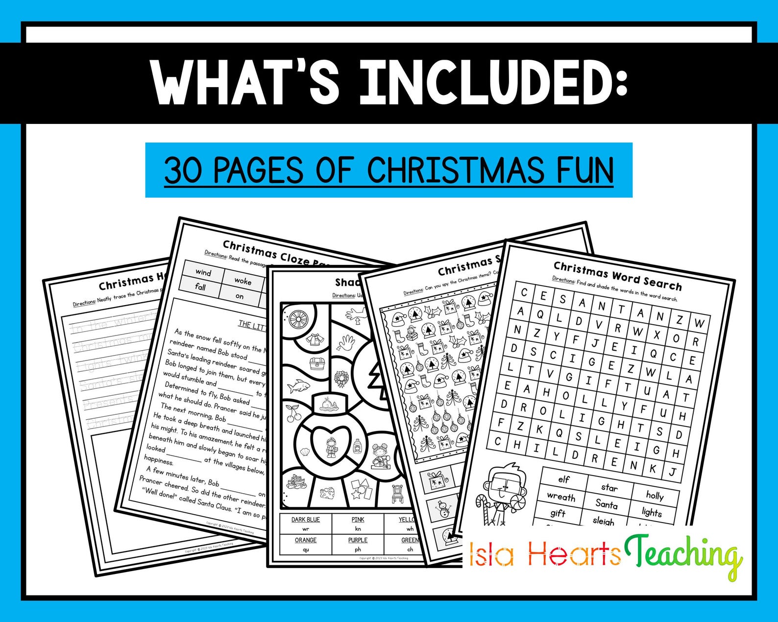 Christmas Fun Puzzles Workbook I Holiday Break Worksheets Xmas ...