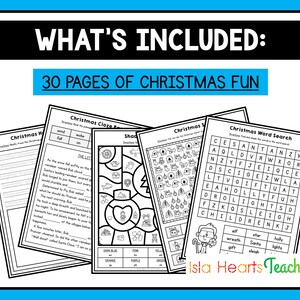 Christmas Fun Puzzles Workbook I Holiday Break Worksheets Xmas ...