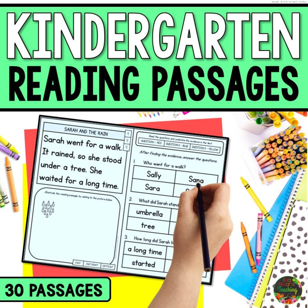 Kindergarten Reading Passages With Multiple Choice Questions - Etsy