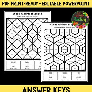 Parts of Speech Color by Code Worksheets I Fun Grammar Activities 2nd ...