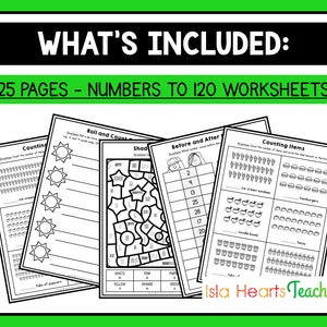 Numbers to 120 Worksheets for Kids L Counting Number Sense Math ...