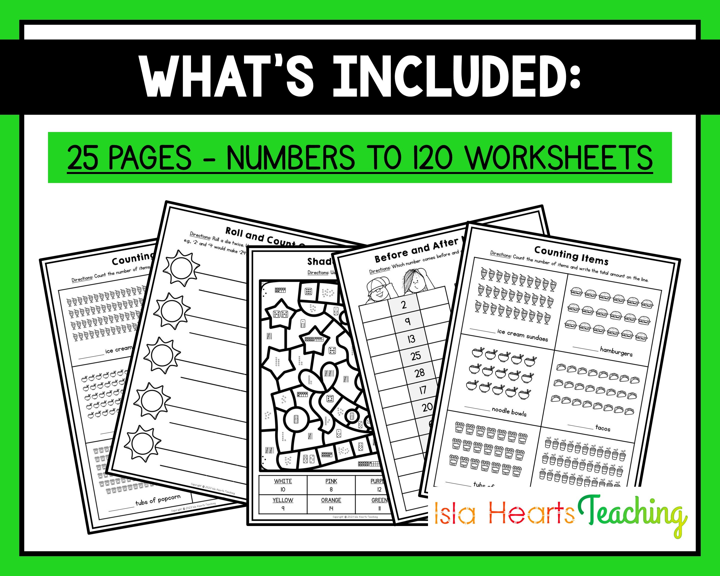 Numbers to 120 Worksheets for Kids L Counting Number Sense Math ...