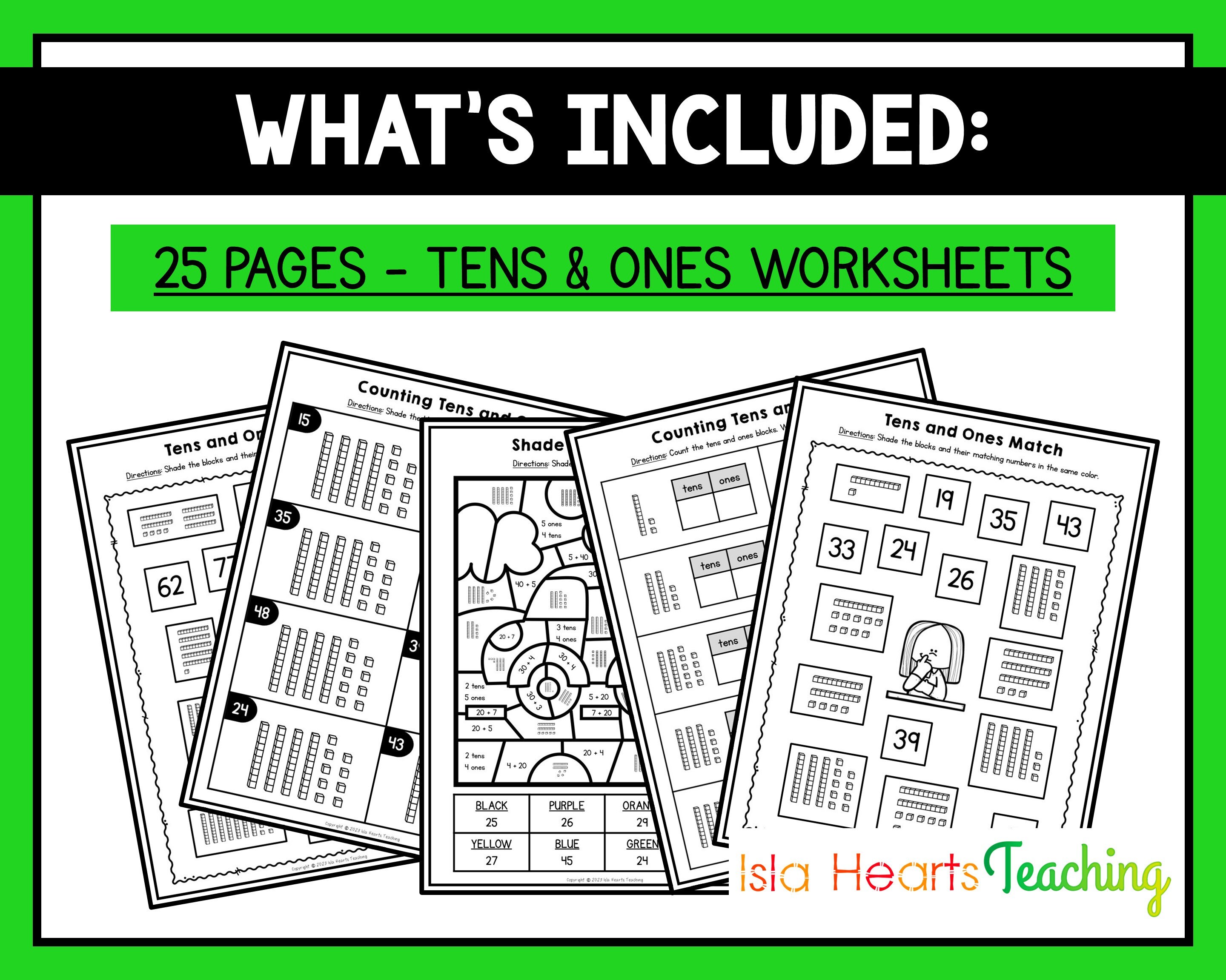 Place Value Worksheets for Kids Tens and Ones L Math Homework ...