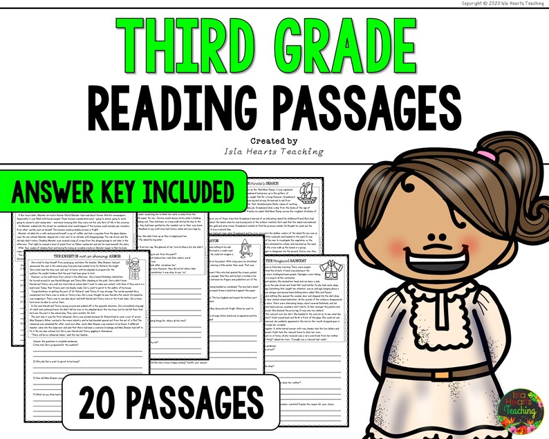 Third Grade Reading Comprehension Passages and Questions - Etsy