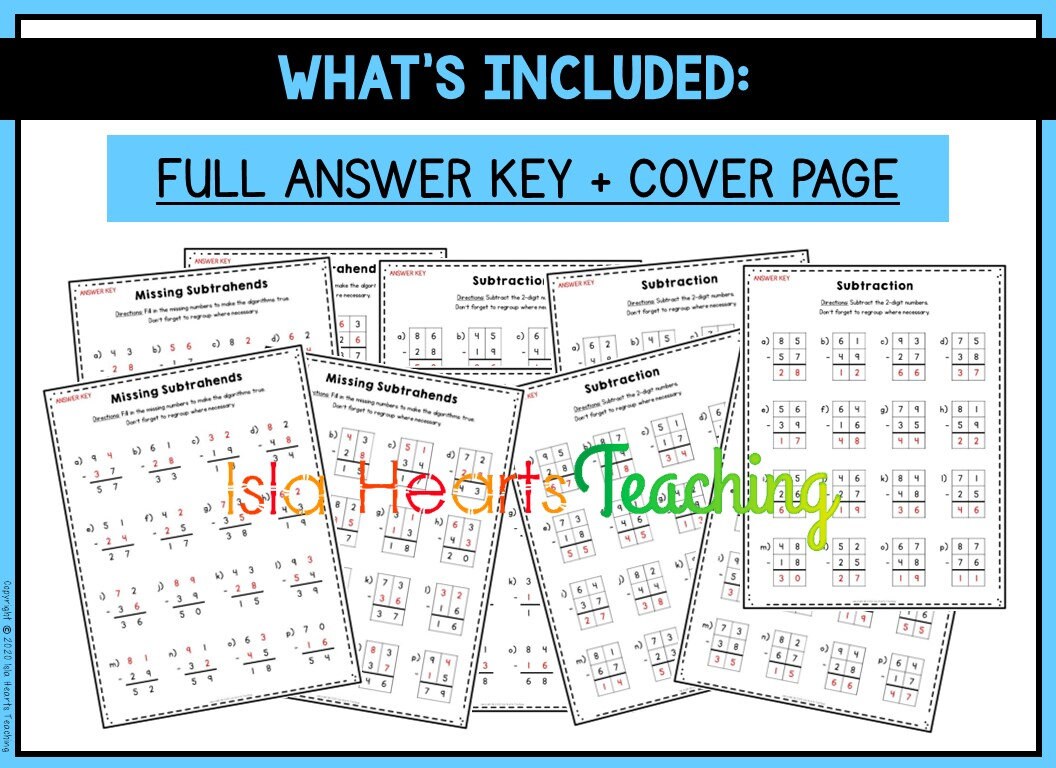 2-digit Subtraction Worksheets Regrouping L Algorithm L Subtraction ...