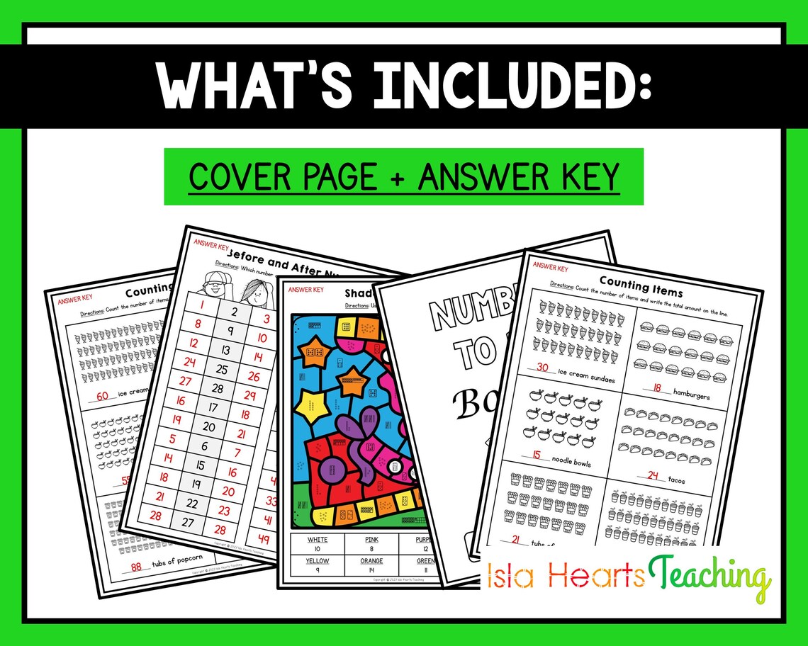 Numbers to 120 Worksheets for Kids L Counting Number Sense Math ...