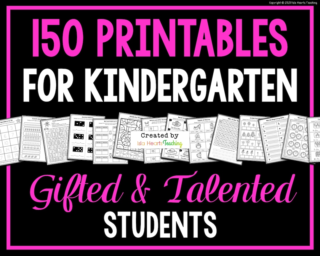 Kindergarten Worksheets for Gifted and Talented Students I - Etsy