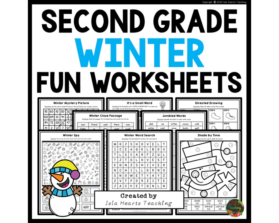 Winter Fun Puzzles Workbook I Holiday Break Worksheets Activities I 2nd ...