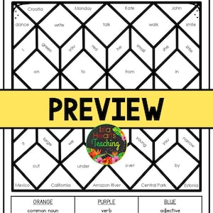 Parts of Speech Color by Code Worksheets I Fun Grammar Activities 2nd ...