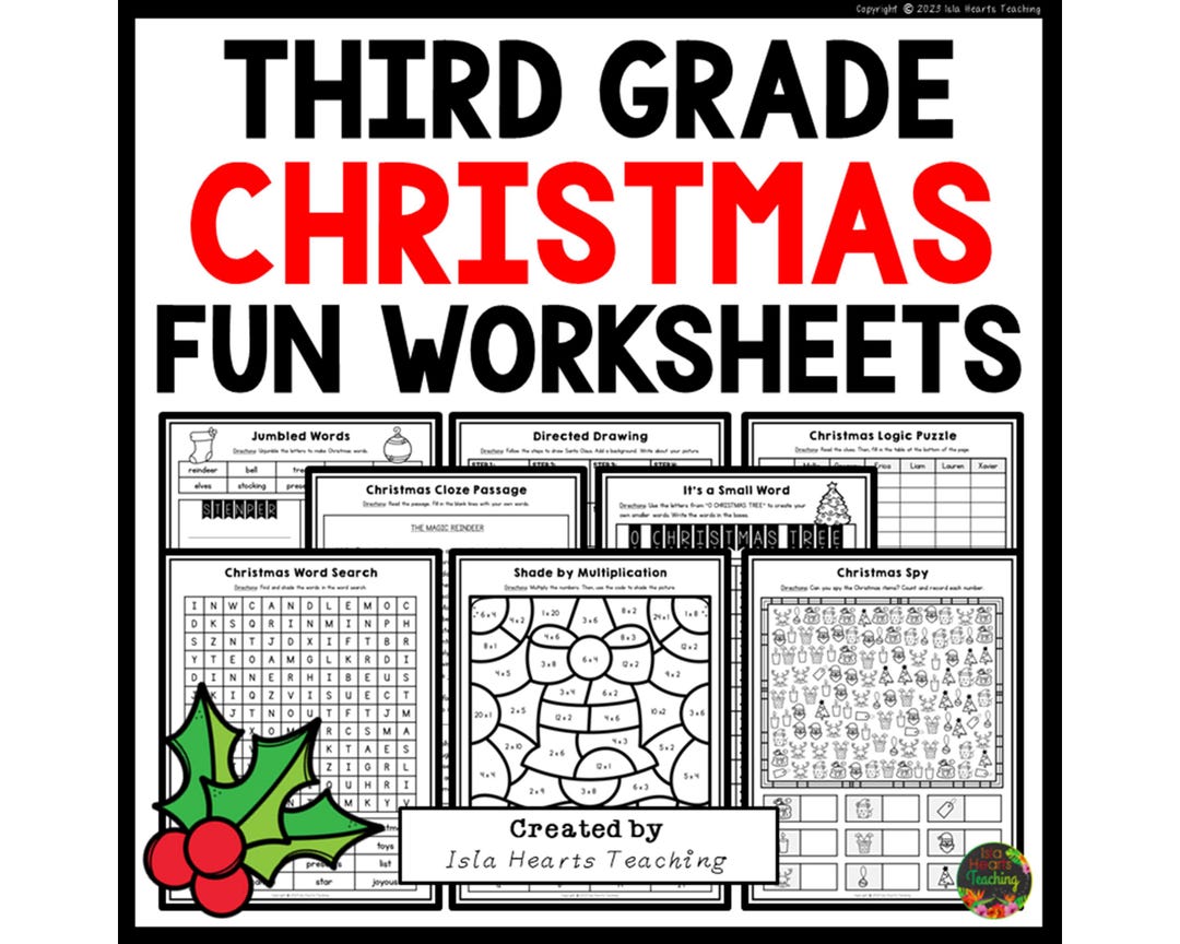 Christmas Fun Puzzles Workbook I Holiday Break Worksheets Xmas ...