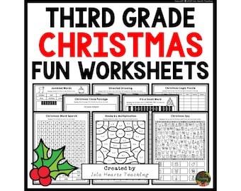 Christmas Fun Puzzles Workbook I Holiday Break Worksheets Xmas ...