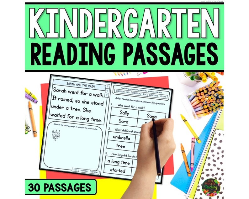 Kindergarten Reading Passages With Multiple Choice Questions Fun Texts ...