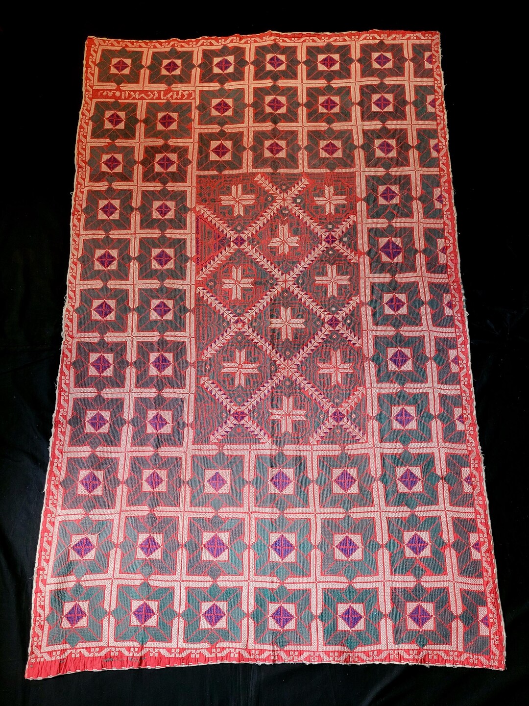Vintage Embroidered Galicha Carpet Kantha: 1940's Indian Textile Art - Etsy