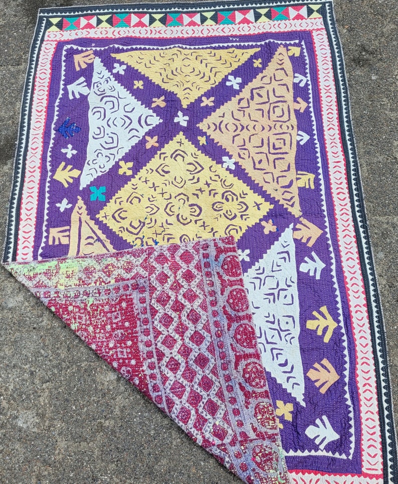 Beautiful Vintage Applique and Embroidered Ralli Quilt Thar Desert ...