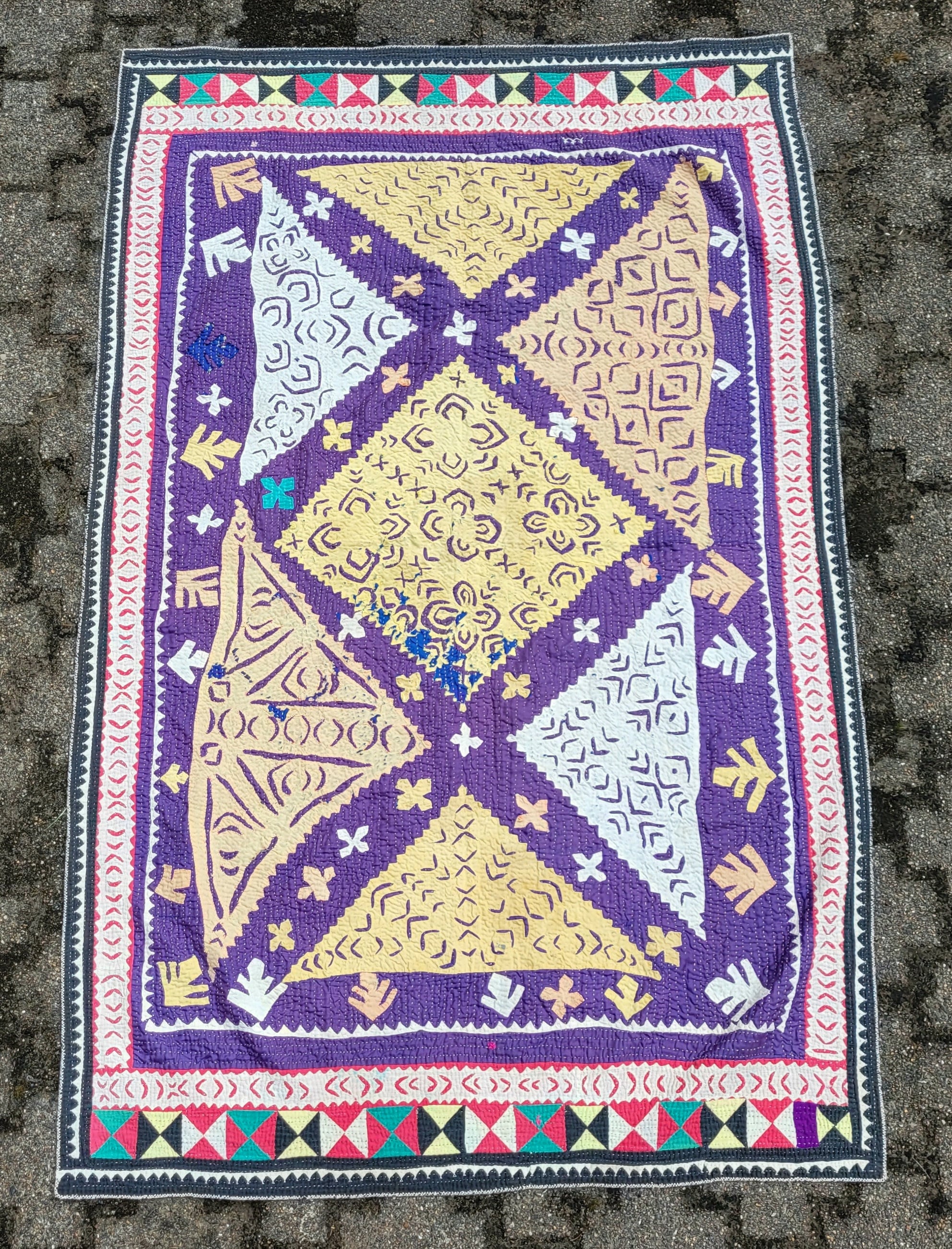 Beautiful Vintage Applique and Embroidered Ralli Quilt Thar Desert ...