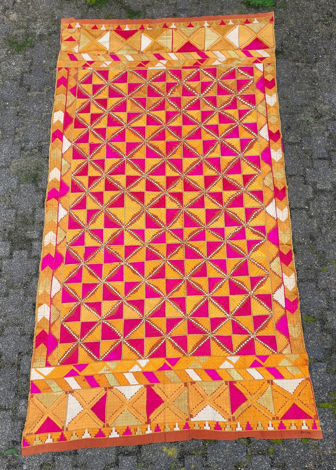 Vintage Silk Embroidered Phulkari Shawl Headcover Punjab India - Etsy