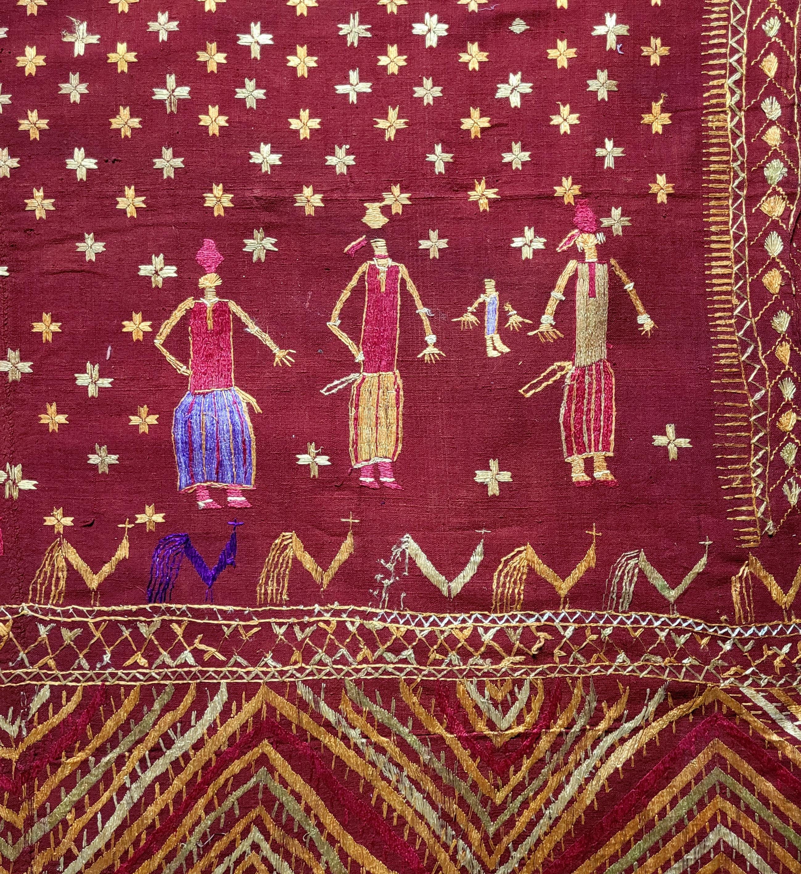 Antique Embroidered Phulkari Shawl: 1930s Eastern Punjab Textile - Etsy