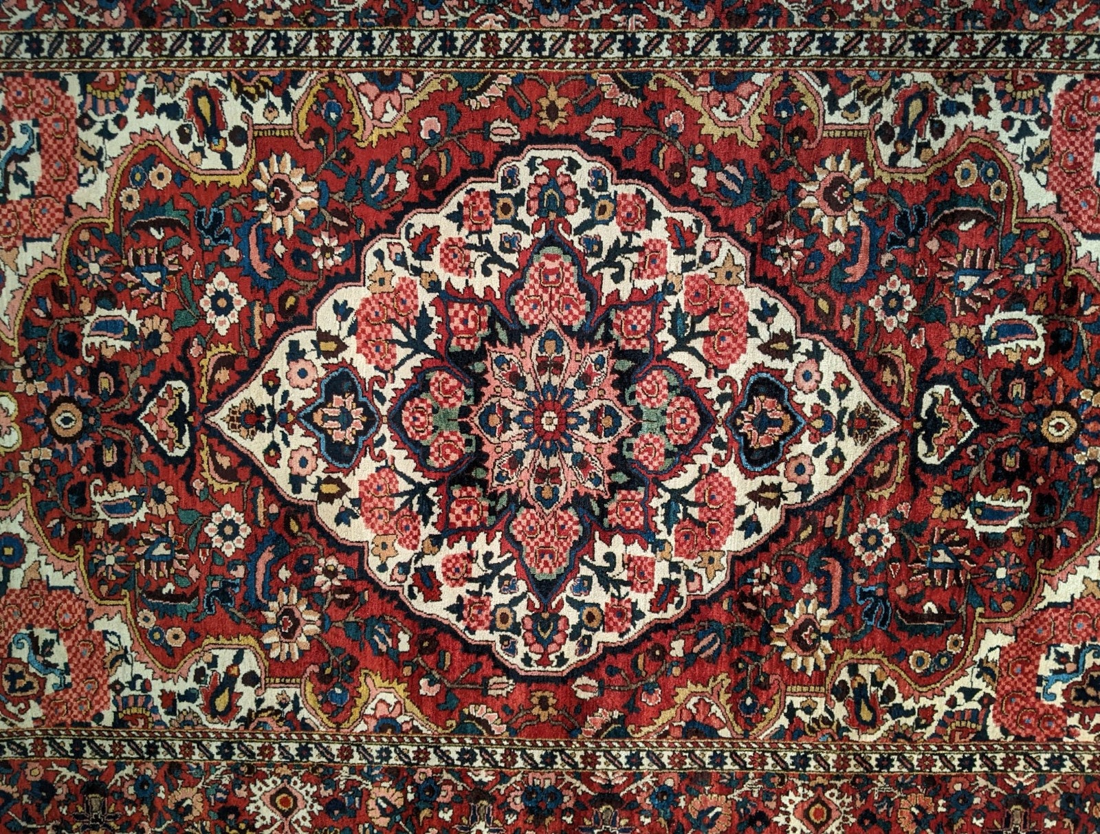 Antique Chahar Mahal Bakhtiari Persian Rug: Floral Medallion, Circa ...