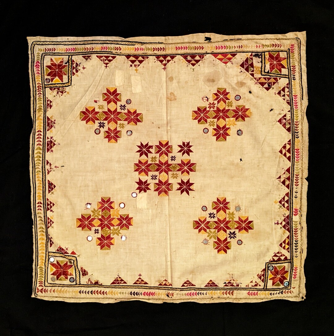 Fine & Early Sindh Rumal Silk Embroidery on Cotton Thar Desert Region ...
