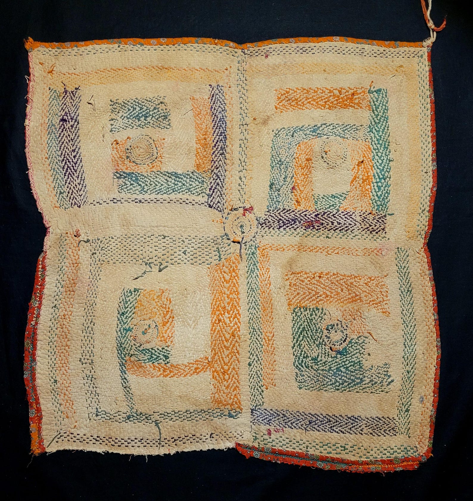Antique/vintage Embroidered Banjara Cotton Square Cloth (rumal) Circa ...
