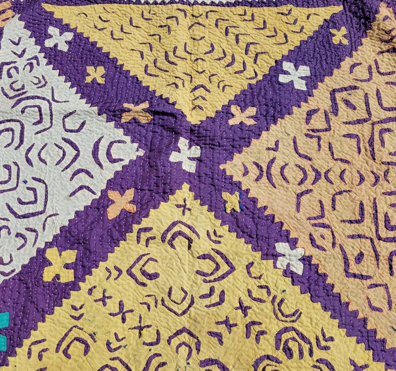 Beautiful Vintage Applique and Embroidered Ralli Quilt Thar Desert ...