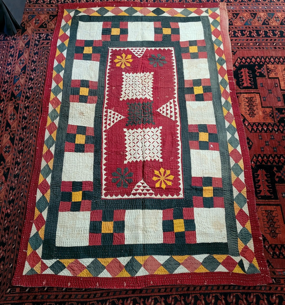 Vintage 'ralli' Quilt With Applique & Embroidery Circa Mid 20th Century ...