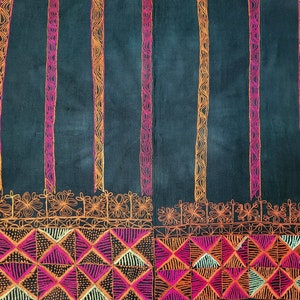 Rare Black Silk Embroidered Phulkari Shawl: Punjab Textile Art - Etsy