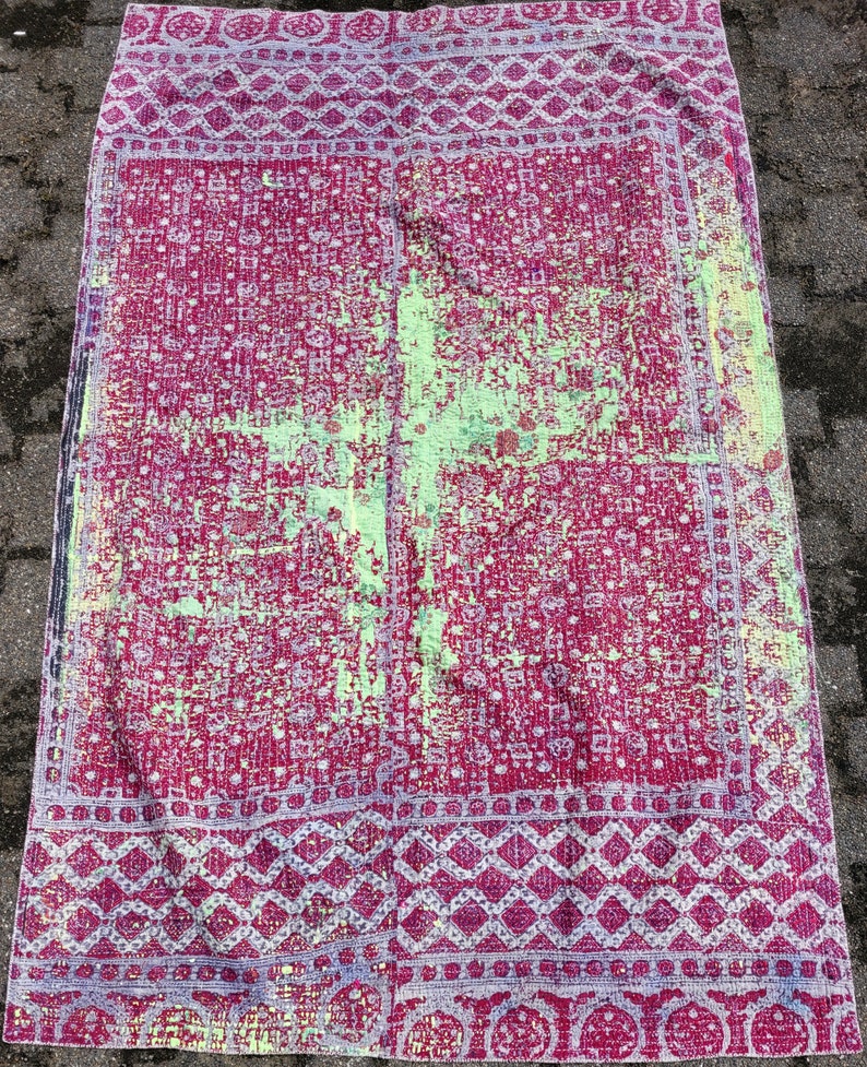 Beautiful Vintage Applique and Embroidered Ralli Quilt Thar Desert ...