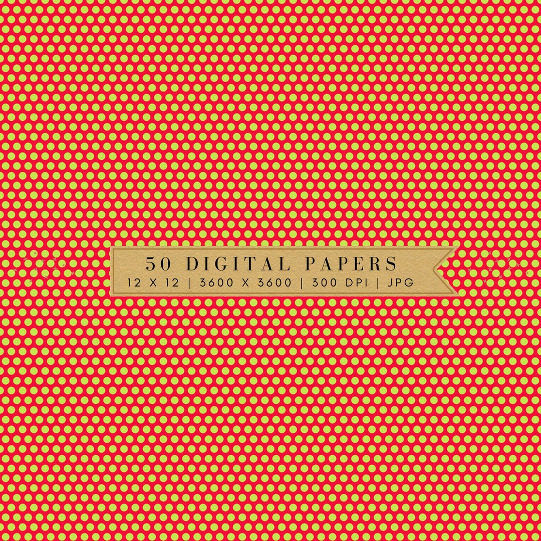 Digital Paper Pack | Retro Polka Dot Pattern | Small, Evenly Spaced ...