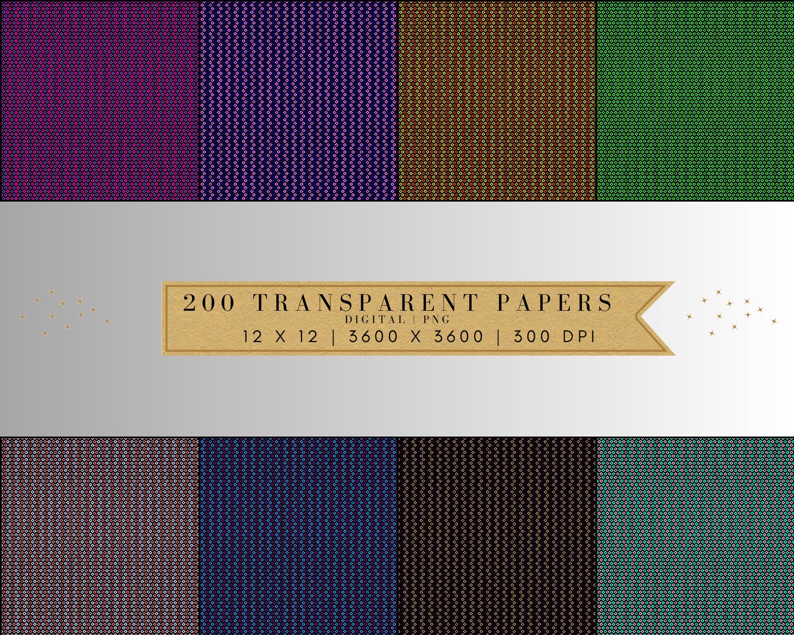 Transparent Digital Paper Pack | Grid Pattern, Diamond Shapes ...
