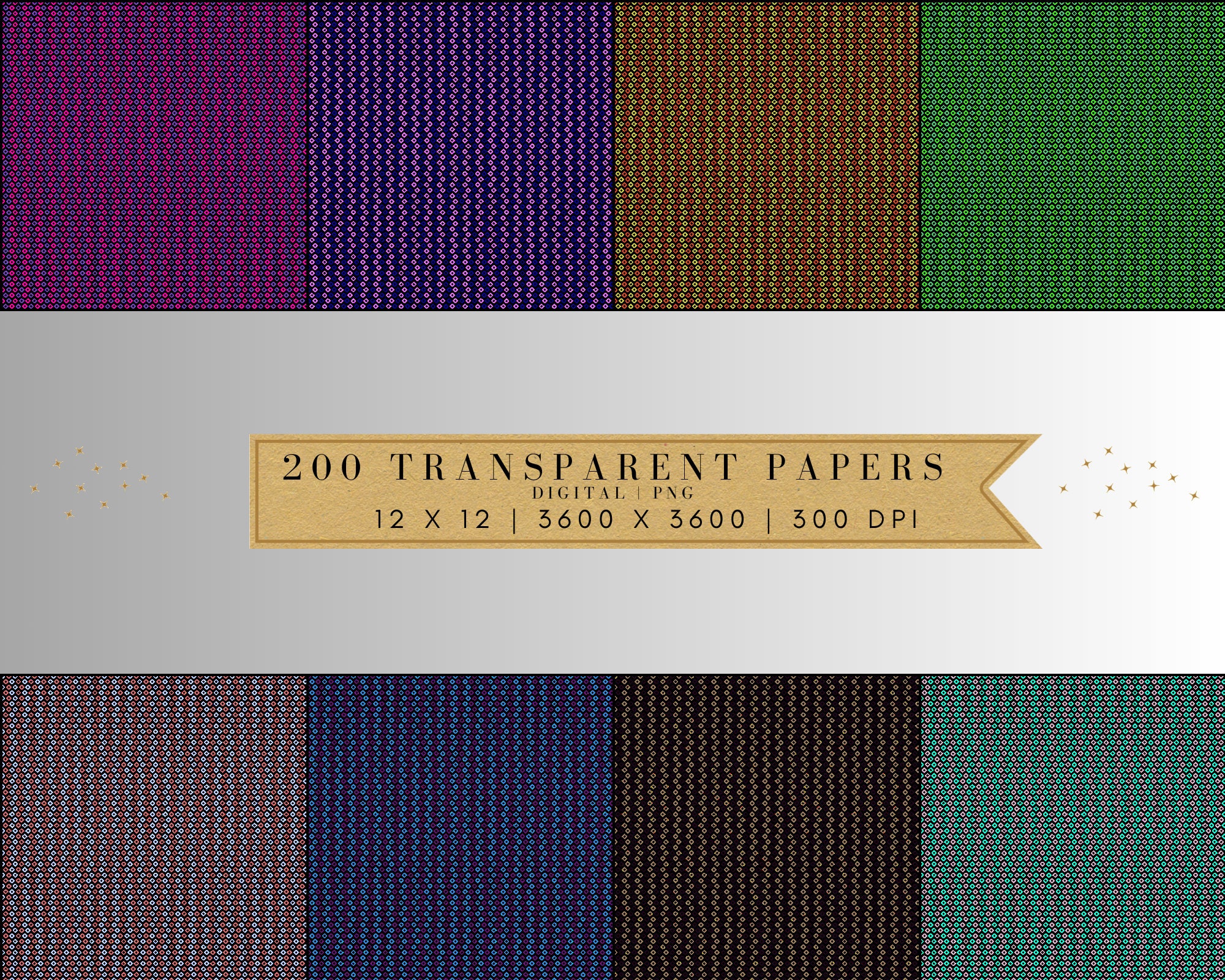 Transparent Digital Paper Pack | Grid Pattern, Diamond Shapes ...