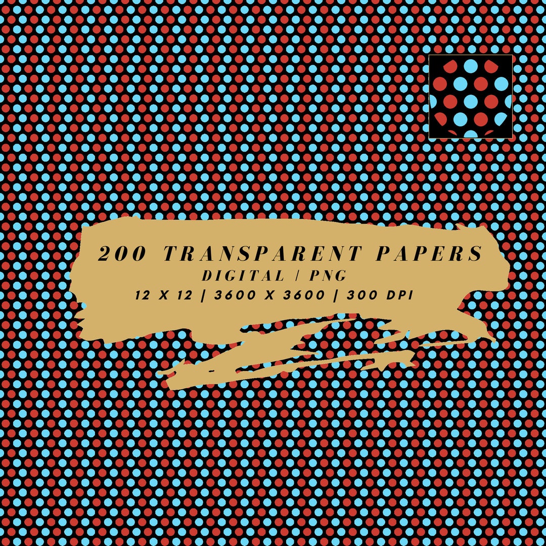 200 Transparent Digital Papers | Polka Dot & Grid Patterns | PNG ...