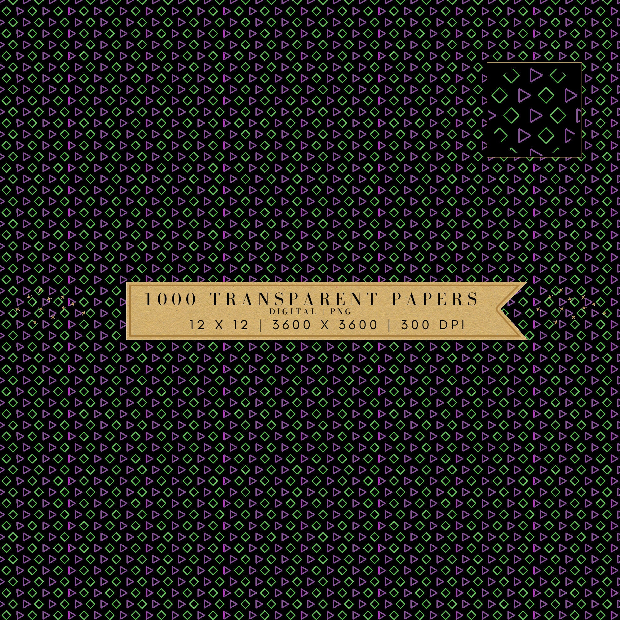 1000 Transparent Digital Papers PNG Overlay Triangles & Squares Pattern ...