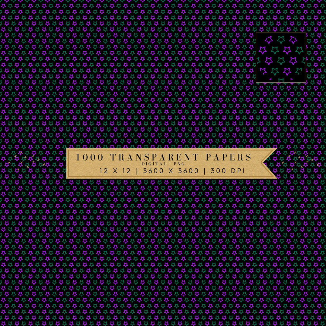 1000 Transparent Digital Papers | Repeating Star Pattern | Five-pointed ...