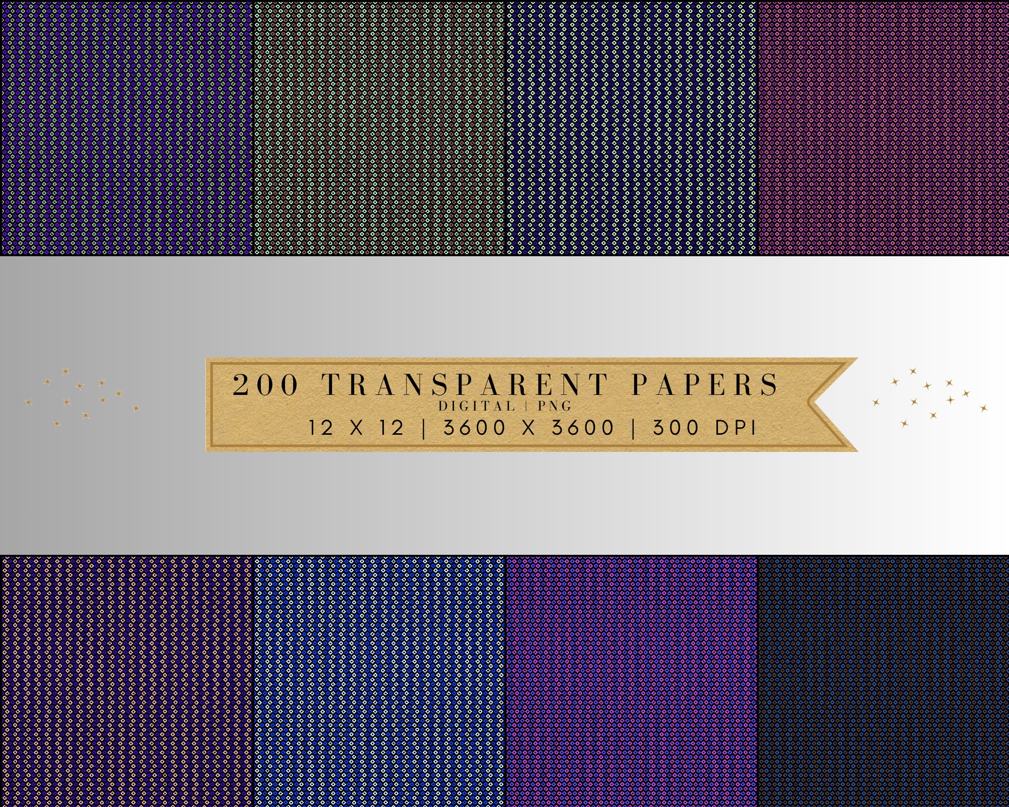Transparent Digital Paper Pack | Overlay Pattern With Multi-color ...
