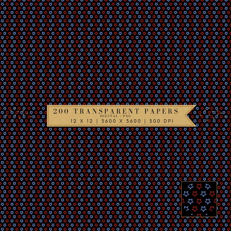 Transparent Digital Paper Pack | Patterns | 5-pointed With White ...