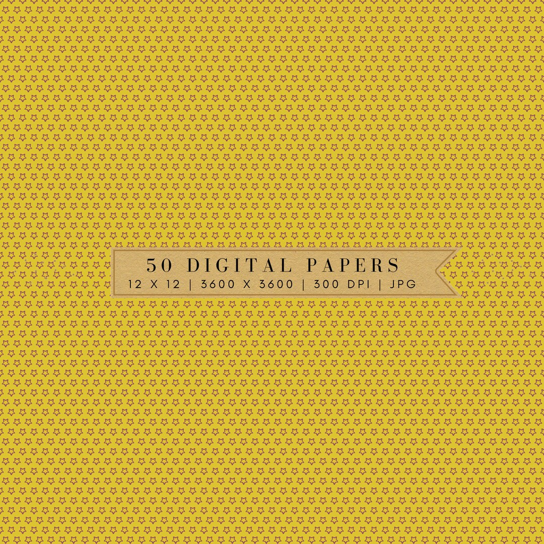 Set of 50 Digital Papers | Small Stars | Regular Grid, Seamless Image ...