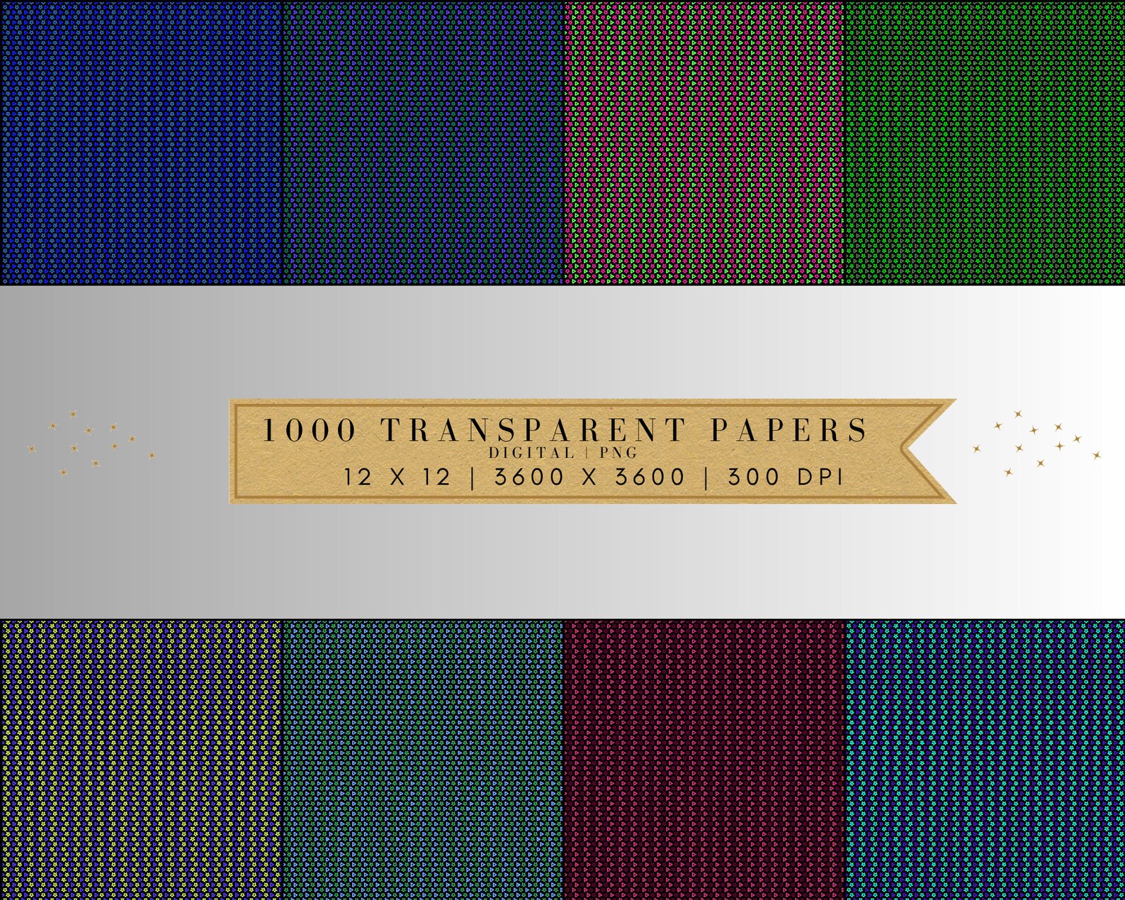 Transparent Digital Paper Pack of 1000 | Overlay Pattern Stars ...