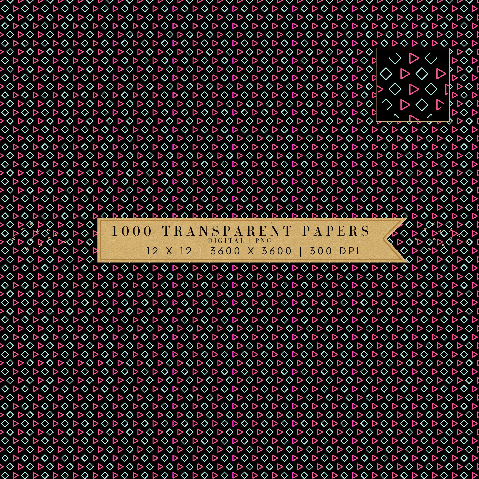 1000 Transparent Digital Papers | PNG Overlay | Triangles & Squares ...