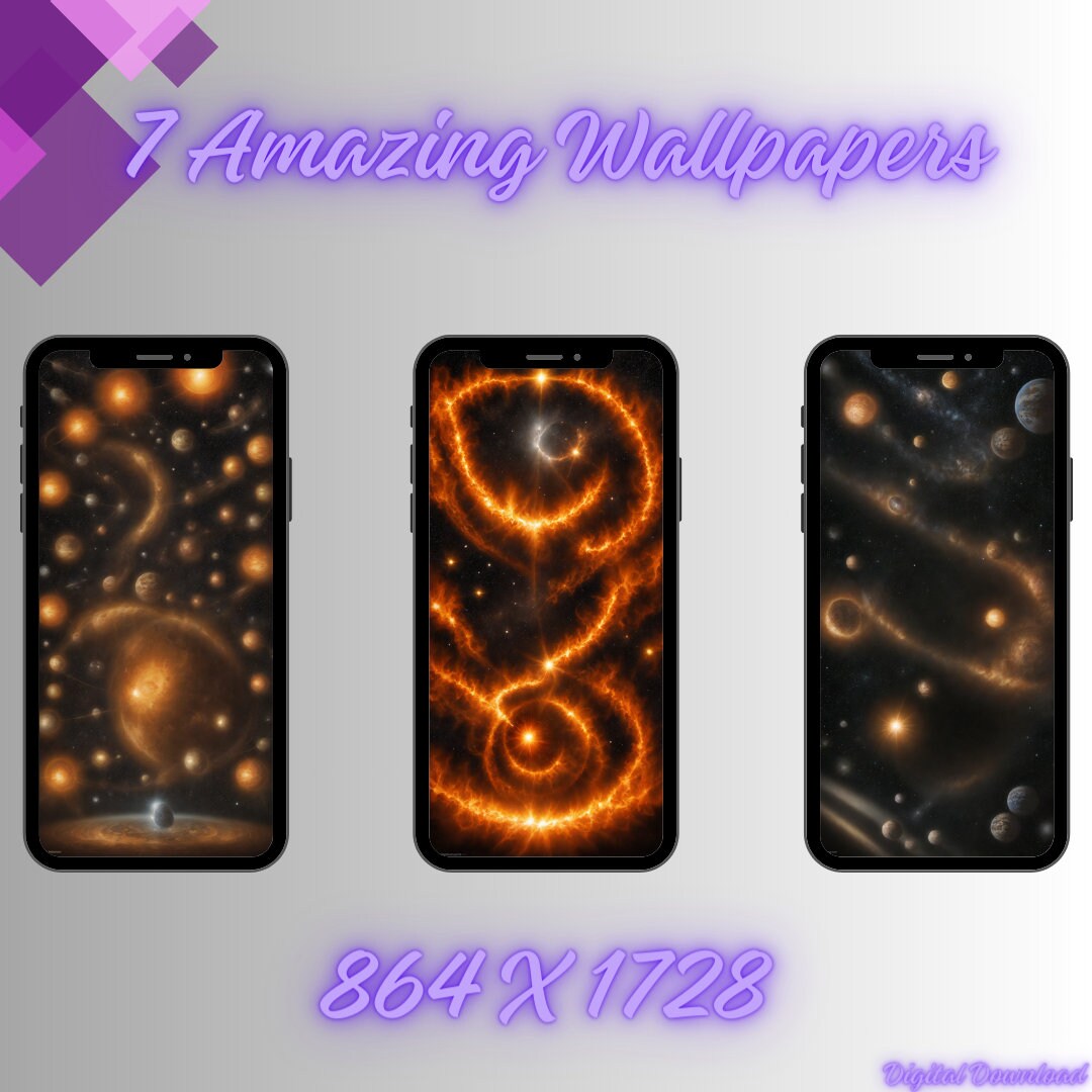 7 Solar Space Wallpapers Bundle: Aesthetic iPhone Lock Screen - Etsy