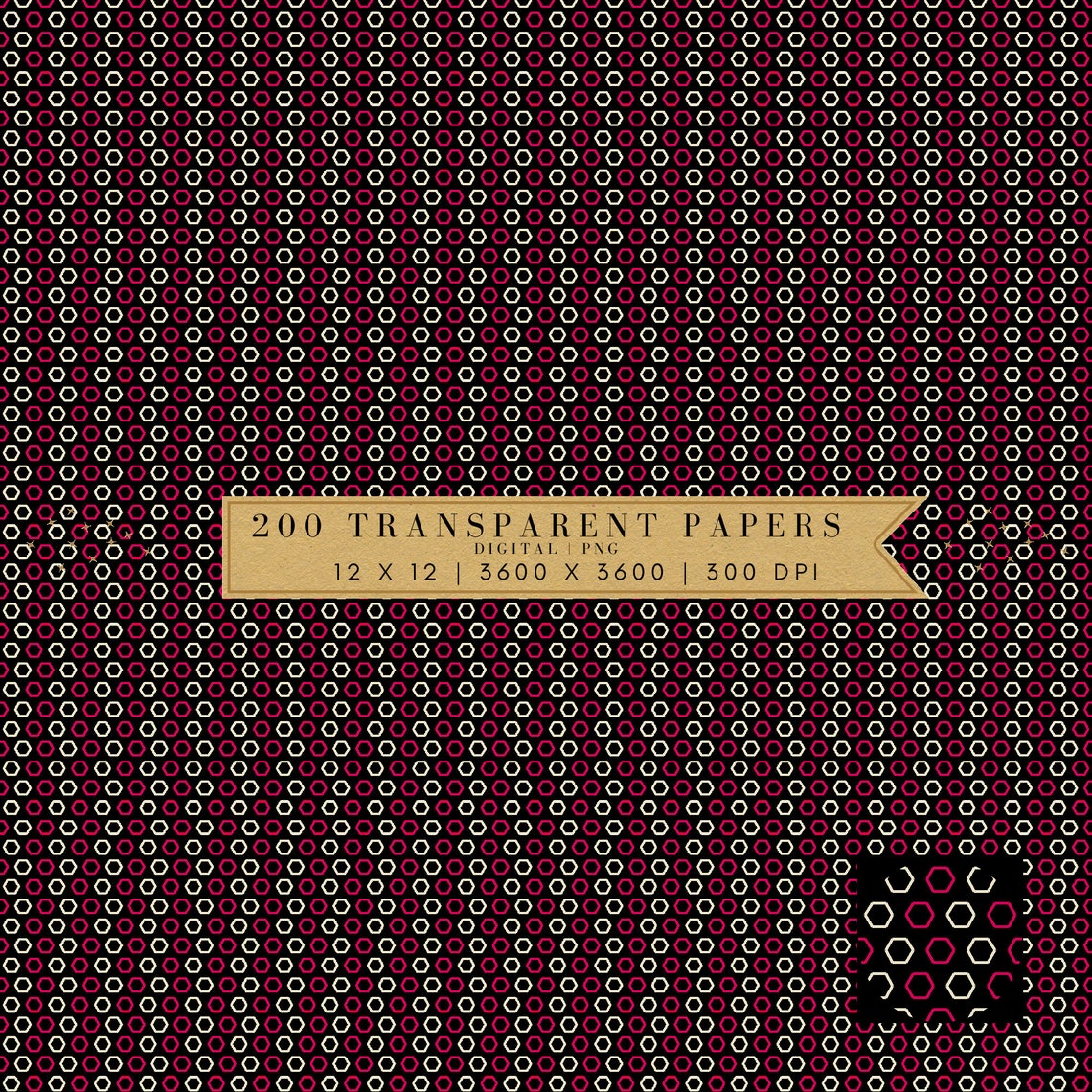 Transparent Digital Paper Pack | Hexagon Overlay | Seamless Design ...
